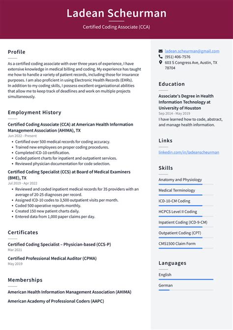 Medical Coder Resume Example And Writing Guide ResumeLawyer