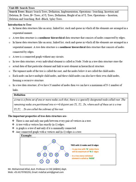 Unit Iii Ds Search Trees Pdf Computer Programming Algorithms And Data Structures