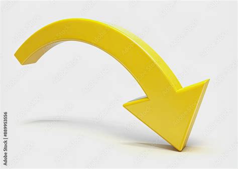 Vibrant Yellow Curved Arrow Icon Illustration Pointing Down In A Counterclockwise Direction