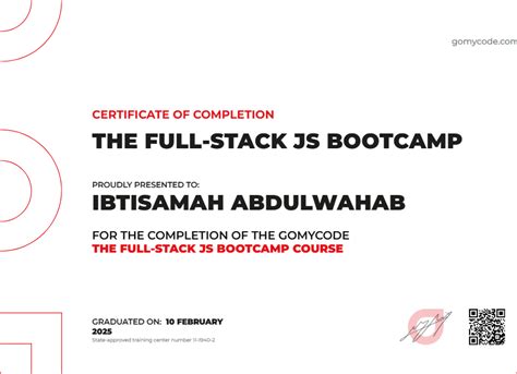 ibtisamah abdulwahab certificate of completion the full stack js bootcamp