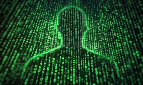 Digital Silhouette Against Binary Code Background Representing