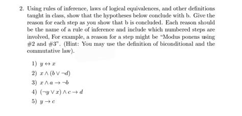 answered 2 using rules of inference laws of… bartleby