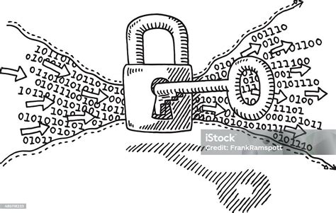 Binary Code Security Lock Key Drawing Stock Illustration Download