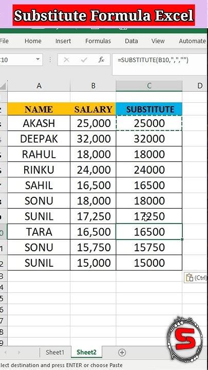 excel short tricks substitute formula excel shorts exceltips