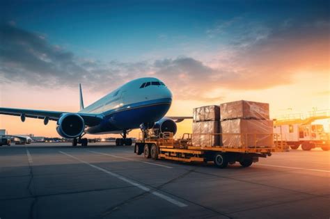 Loading Cargo Plane Outside Air Freight Logistic Shipping Boxes Ready