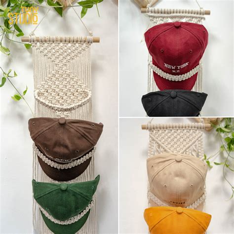 Macrame Baseball Hat Hanger Wall Baseball Cap Rack Handmade Trucker