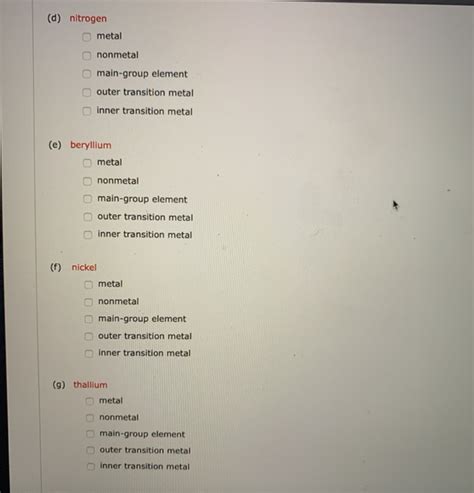 solved using the periodic table classify each of the