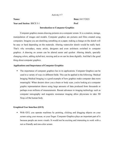 Computer Graphics BS In Computer Science Studocu