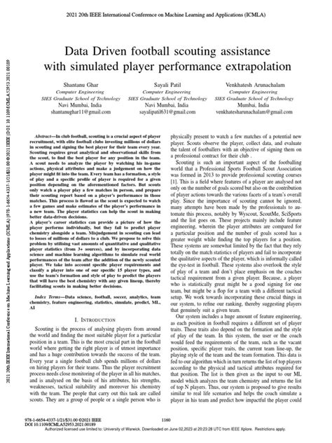 Data Driven Football Scouting Assistance With Simulated Player Performance Extrapolation Pdf