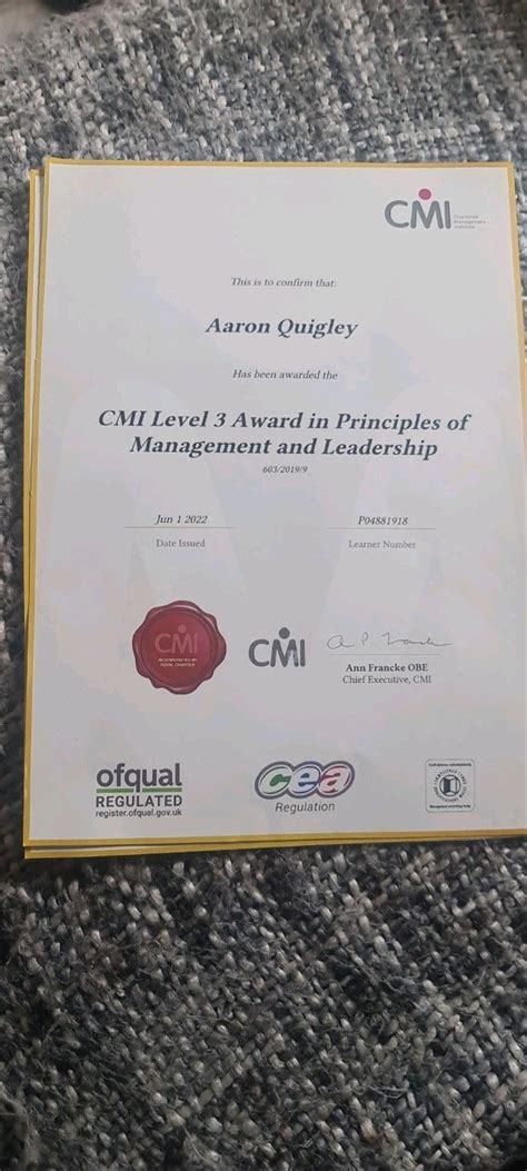 My Cmi Certificate Has Arrived Thanks To Serc Aaron Quigley
