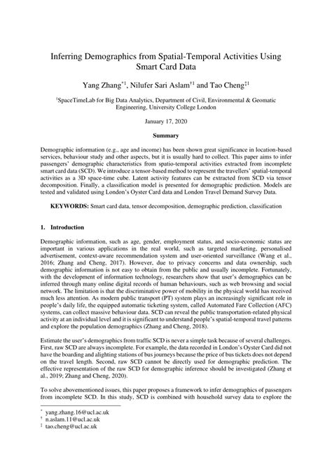 Pdf Inferring Demographics From Spatial Temporal Activities Using