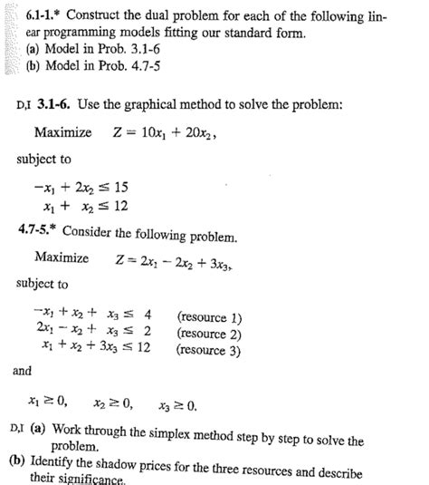 Solved Construct The Dual Problem For Each Of The Following