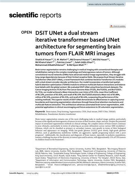 Pdf Dsit Unet A Dual Stream Iterative Transformer Based Unet Architecture For Segmenting Brain