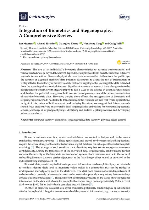 Pdf Integration Of Biometrics And Steganography A Comprehensive Review