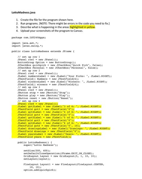 solved lottomadness java 1 create the file for the program