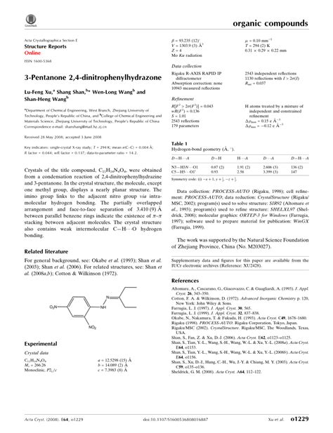 Pdf 3 Pentanone 2 4 Dinitrophenylhydrazone