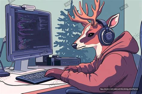 Ai创作图人物编程插画 科技梅花鹿 程序员简历 It程序员 星球鹿插画 电脑前插画 科技男插画 鹿茸插画手绘 驯鹿ip 前端工程师 少儿程序员 Vr插画 龟鹿膏包装插画 软件工程师狗 鹿小哥