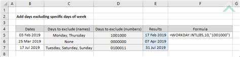 Add Days Excluding Specific Days Of Week Excel Exceldome