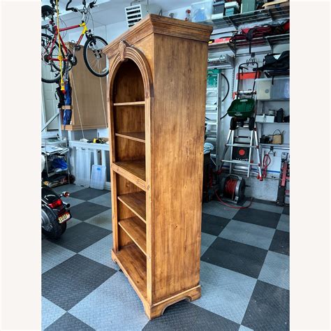 Open Display Cabinet With Arched Valance Aptdeco