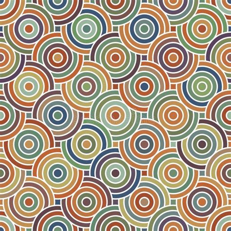 Seamless Geometric Pattern With Overlapping Multicolored Concentric Circles On A White