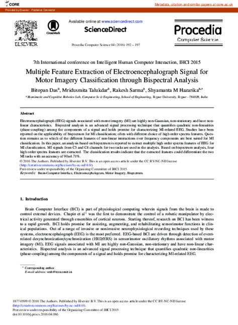 pdf multiple feature extraction of electroencephalograph signal for