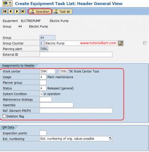 SAP PM Create Task List For Equipment In SAP