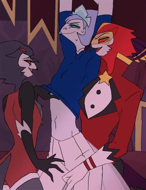 Rule 34 Andrealphus Helluva Boss Avian Bound Clothed Clothing Clothing Lift Demon Group Hand