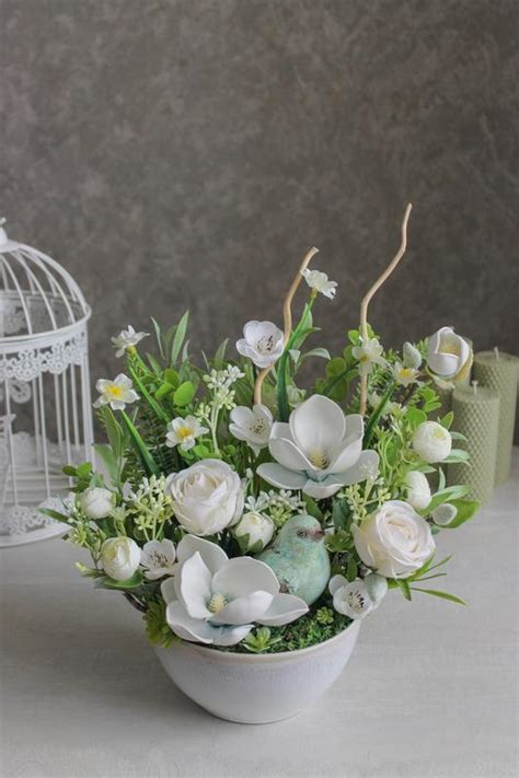 Композиція з квітами і пташкою — ціна 950 грн у каталозі Декоративні елементи Купити товари для