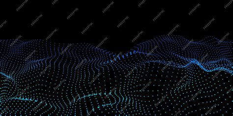 Premium Vector Abstract Colour Wave Dots On Black Background 3d Big Data Network Connection