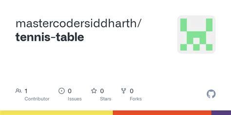 GitHub Mastercodersiddharth Tennis Table