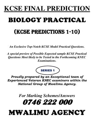 KCSE Biology PP Marking Scheme KCSE Education Studocu