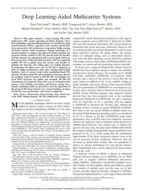 Deep Learning Aided Multicarrier Systemsvanluong2020 Pdf