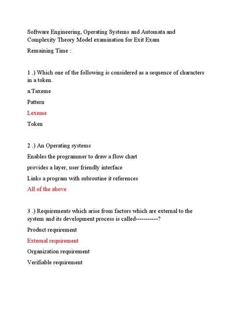 model exm operating sys soft engr compiler coa automata pdf