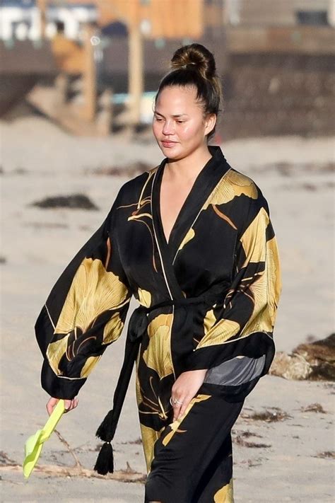 Chrissy Teigen Seen On Beach In Malibu Gotceleb