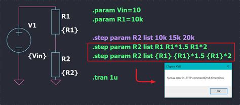 ltspice create step list based on another parameter electrical