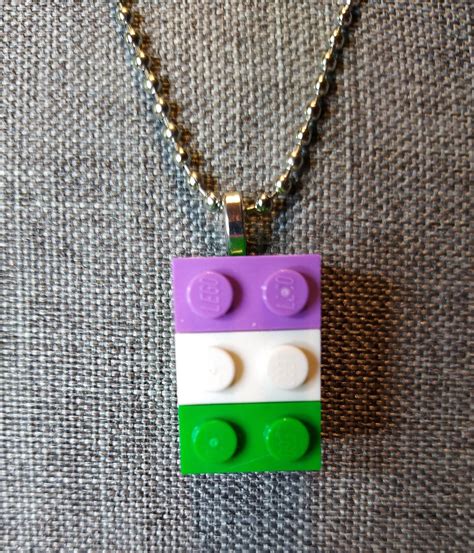 Lgbtq Gender Queer Flag Inspired Lego R Necklace Lavender White