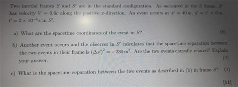 solved two inertial frames s and s′ are in the standard
