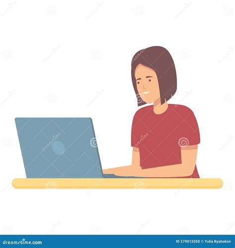 Laptop Programming Icon Cartoon Vector Computer Technology Stock