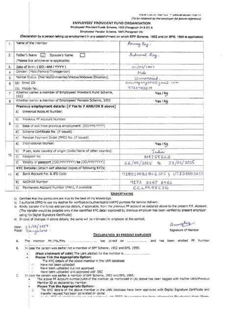 Epf Declaration Pdf