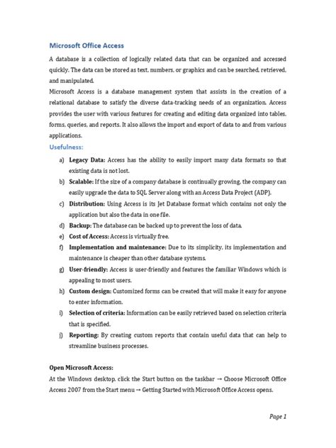 Microsoft Office Access Pdf Microsoft Access Operating System