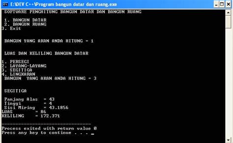 Program Menghitung Bangun Ruang Dan Bangun Datar Dev C Koropak Programming