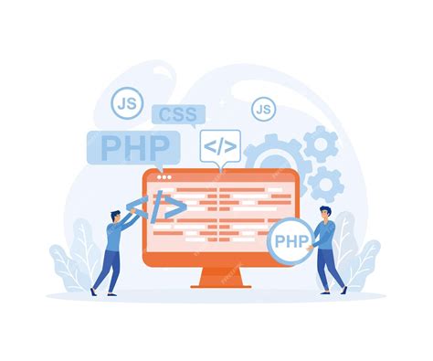 Premium Vector Small People Programmers Coding And Correct Errors In