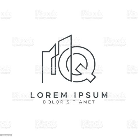 초기 Q 문자 및 건물 벡터 스톡 일러스트 디자인 템플릿입니다 0명에 대한 스톡 벡터 아트 및 기타 이미지 0명 개념