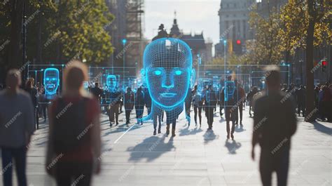 ai scans faces in crowded street using digital biometric facial