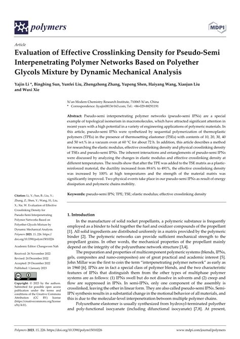 Pdf Evaluation Of Effective Crosslinking Density For Pseudo Semi