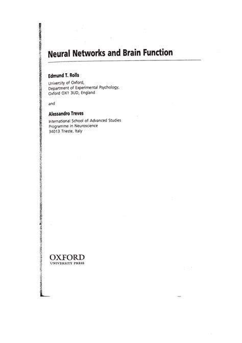 PDF Neural Networks And Brain Function