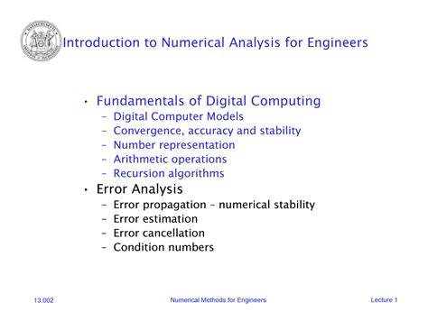 Lect 1 Numerical Analysis Introduction To Numerical Analysis For
