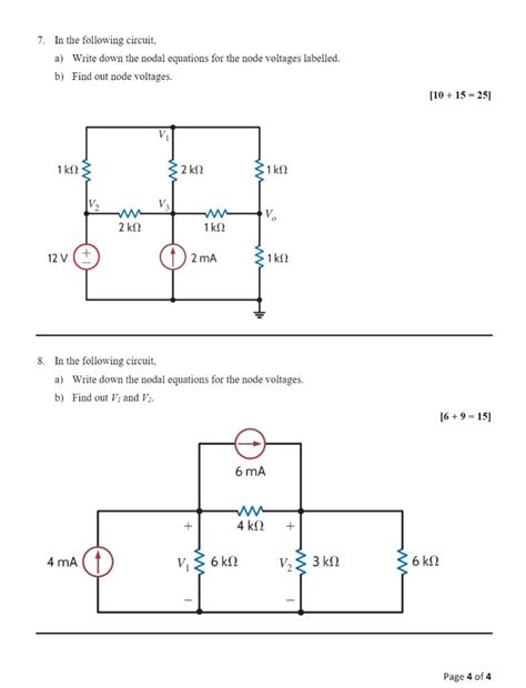 solved 7 in the following circuit a write down the nodal