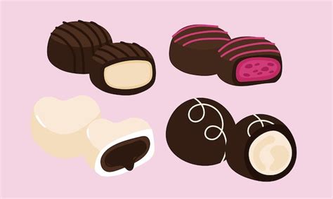 Una Serie De Trufas En Un Lindo Vector De Estilo De Color Plano Set 2