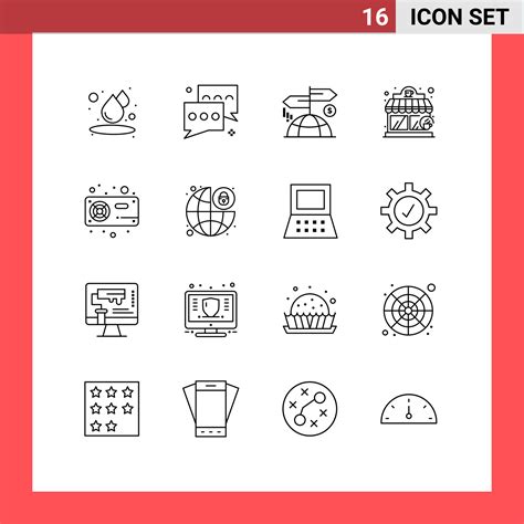 Set Of 16 Vector Outlines On Grid For Hardware Computer Advertising Shop Coffee House Editable